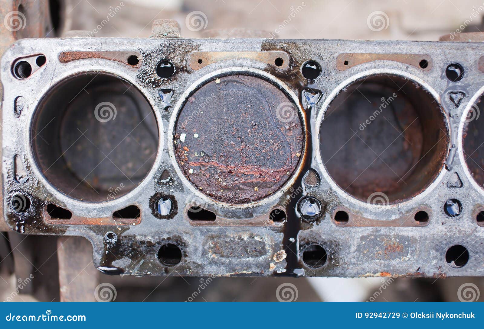 Old Non-working Engine with Rusty Pistons Stock Image - Image of ...
