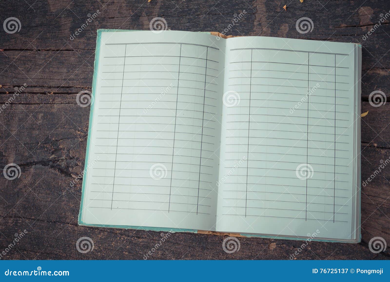 Old Note book on wood stock image. Image of education - 76725137