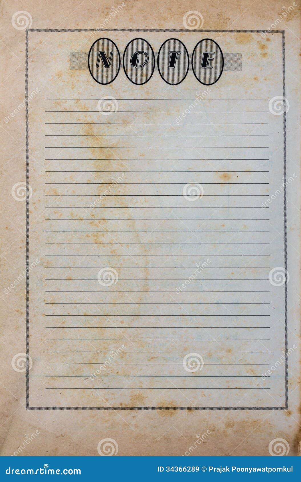 Old Note Paper stock image. Image of write, retro, notepaper - 34366289