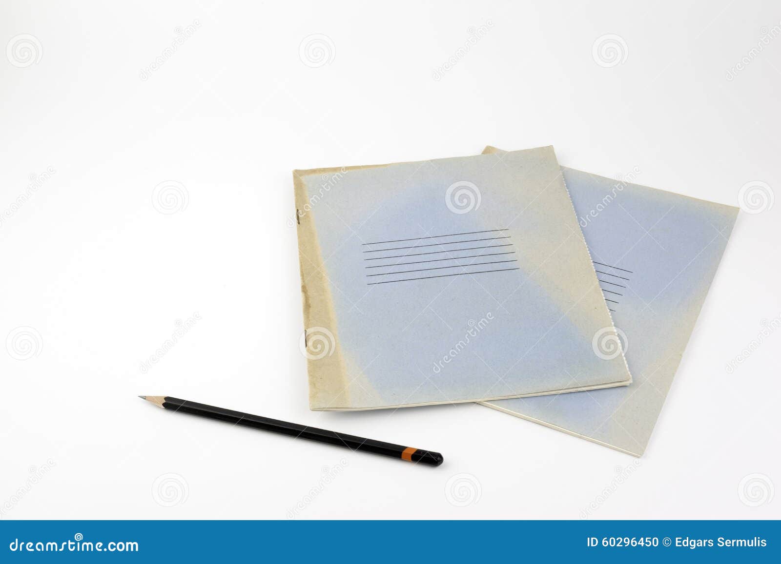 Old Notebooks and Black Pencil - Free Place for Text Stock Photo ...