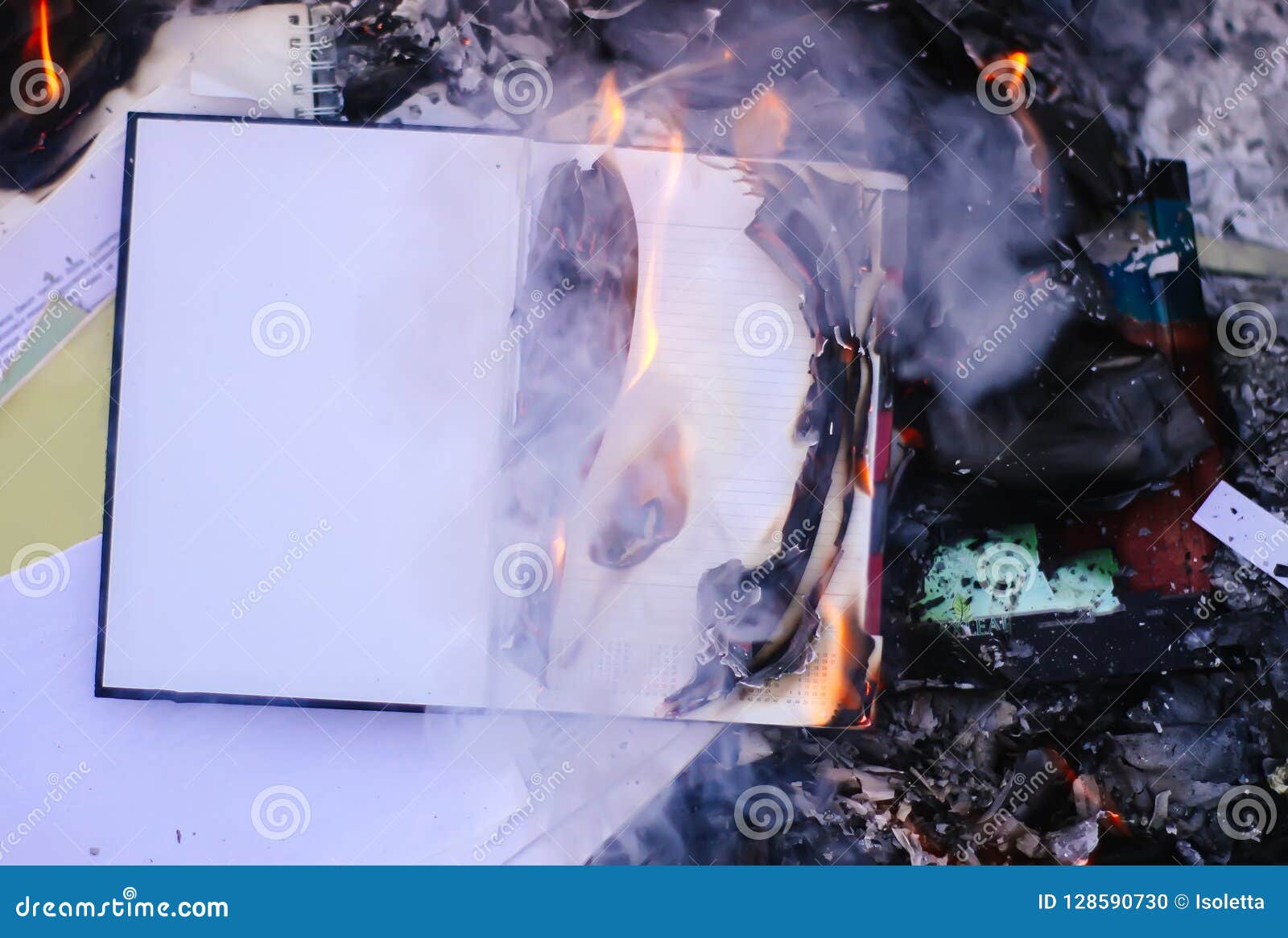 Notepad Burning on Green Summer Grass Outdoors. Stock Photo - Image of ...