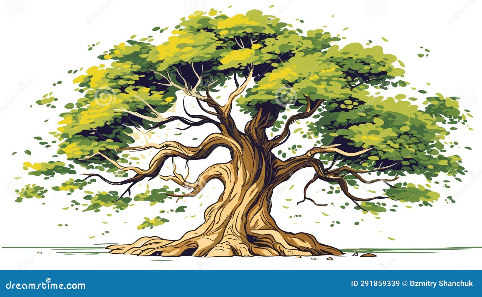 Tree Drawing on White Background Flat Style Vector Stock Illustration ...