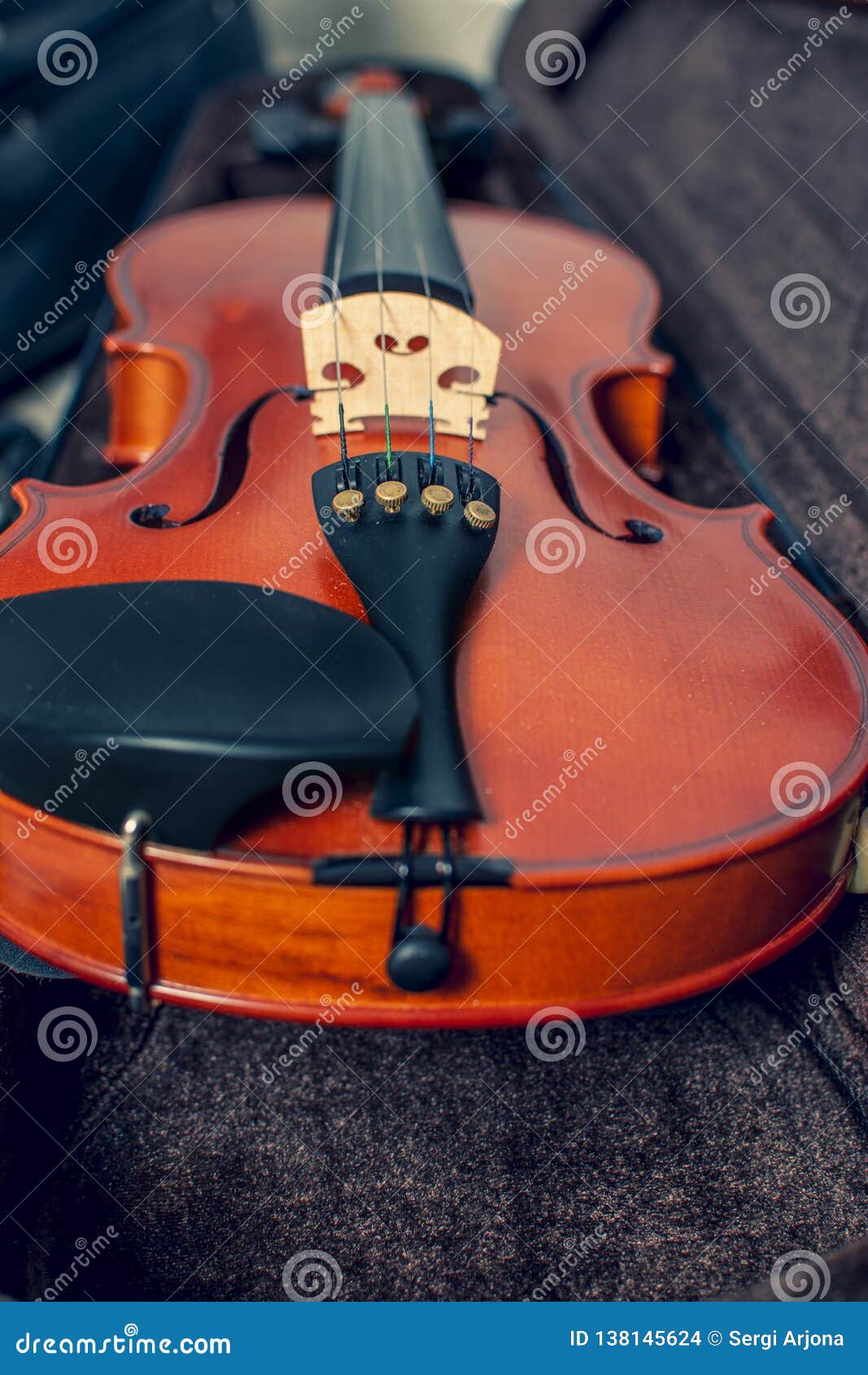 Old Oak Wood Violin with Strings on. Image in Vintage Tone Stock Photo ...
