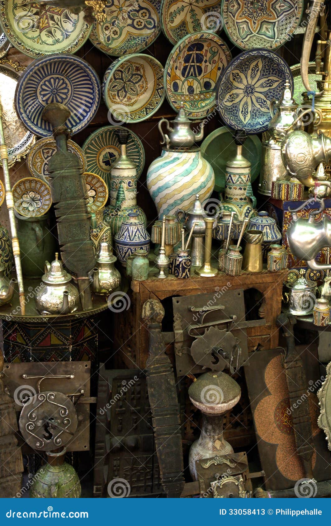 Old Objects in an Antique Shop in Marrakesh Stock Image - Image of ...