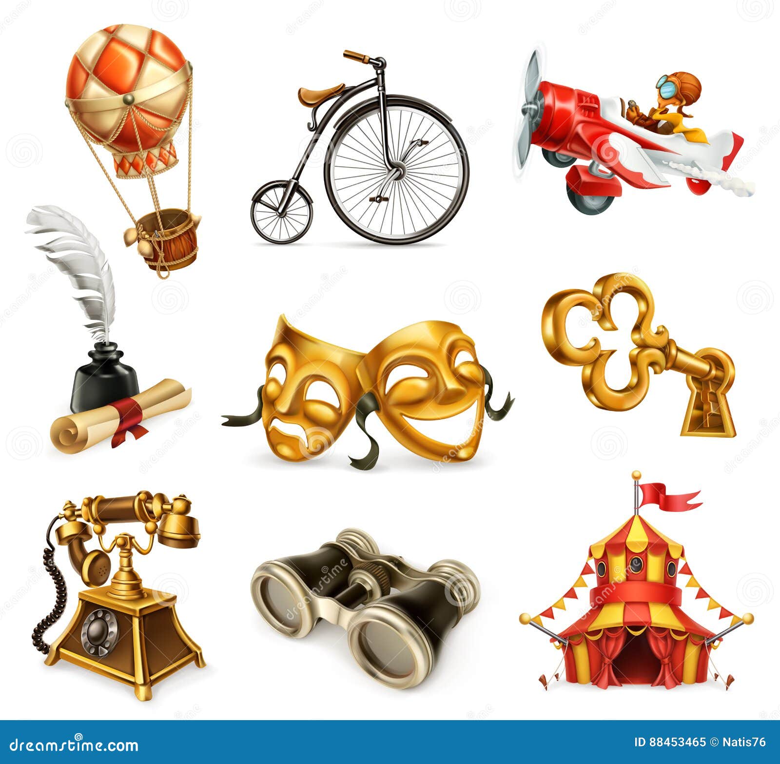 Old Objects. Vintage Icon Set, Vector Stock Vector - Illustration of ...