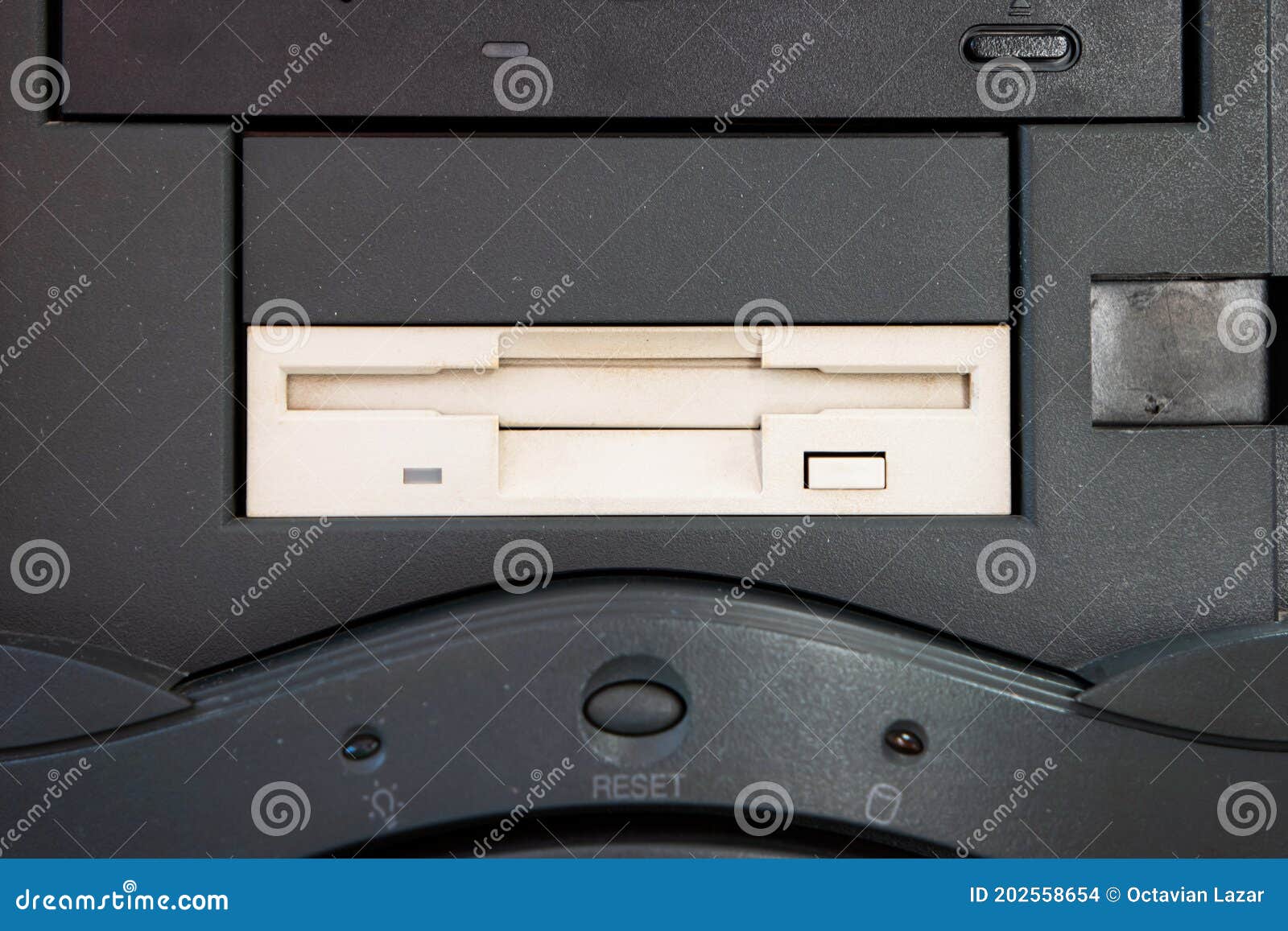 Old Obsolete CD DVD Write Unit in a Black Vertical Vintage PC Tower ...