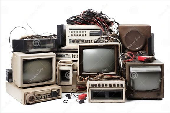 Old and Obsolete Computer Electronic Devices Stock Illustration ...