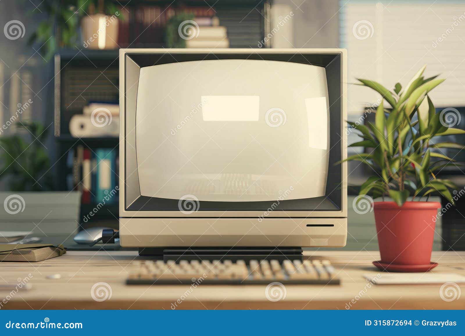 Old And Obsolete Computer Monitor On Office Table Stock Photo ...