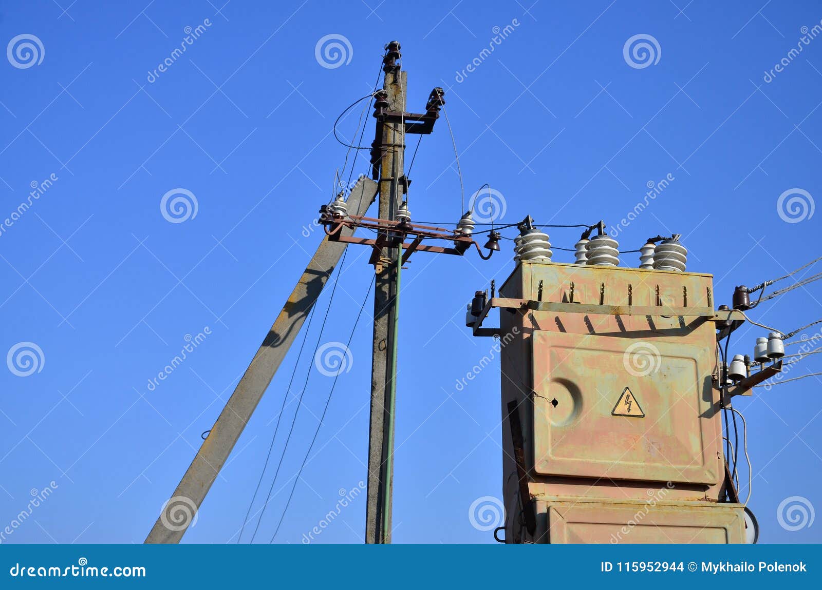 Old and Obsolete Electrical Transformer Against the Background of a ...