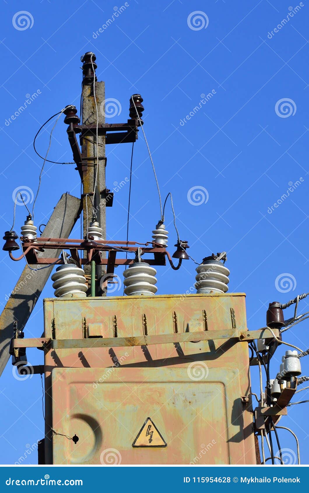 Old and Obsolete Electrical Transformer Against the Background of a ...