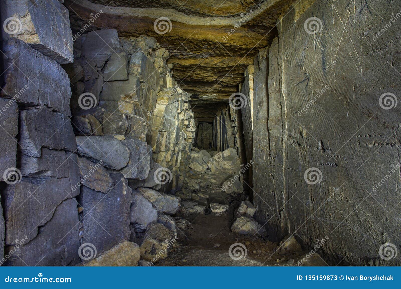 Old Odessa catacombs stock image. Image of adventure - 135159873