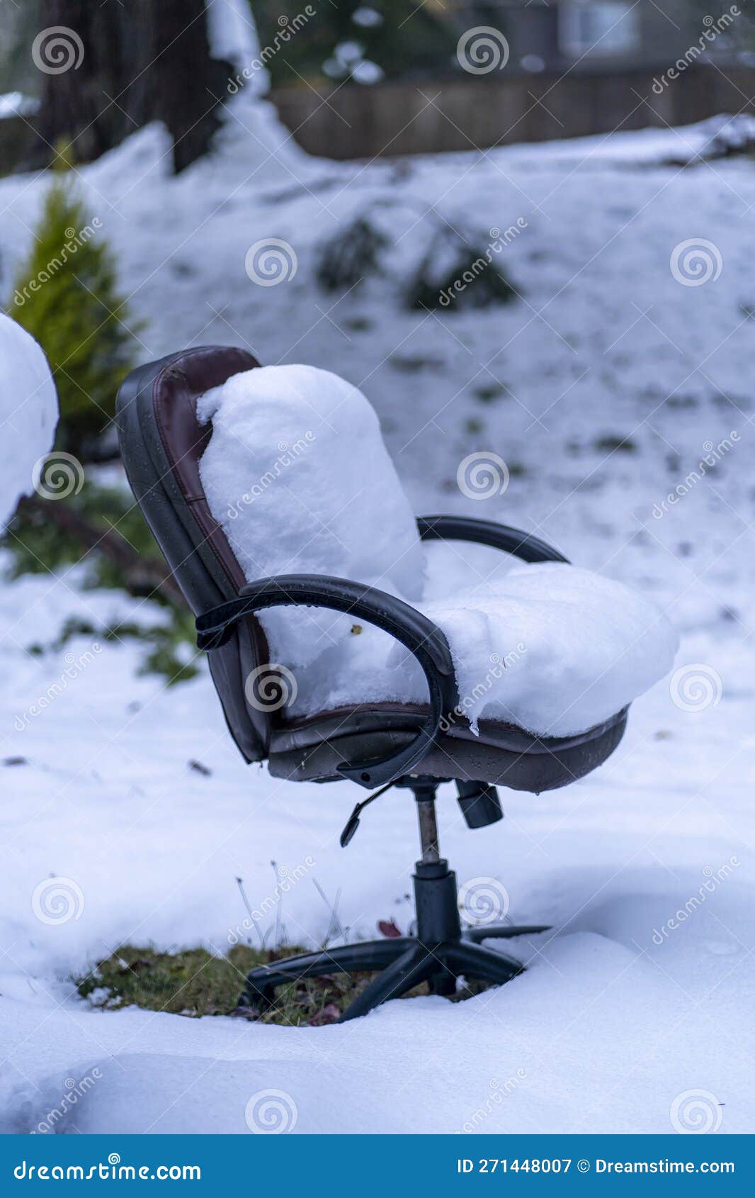 Old Office Chair Covered by Snow Stock Image - Image of empty, space ...