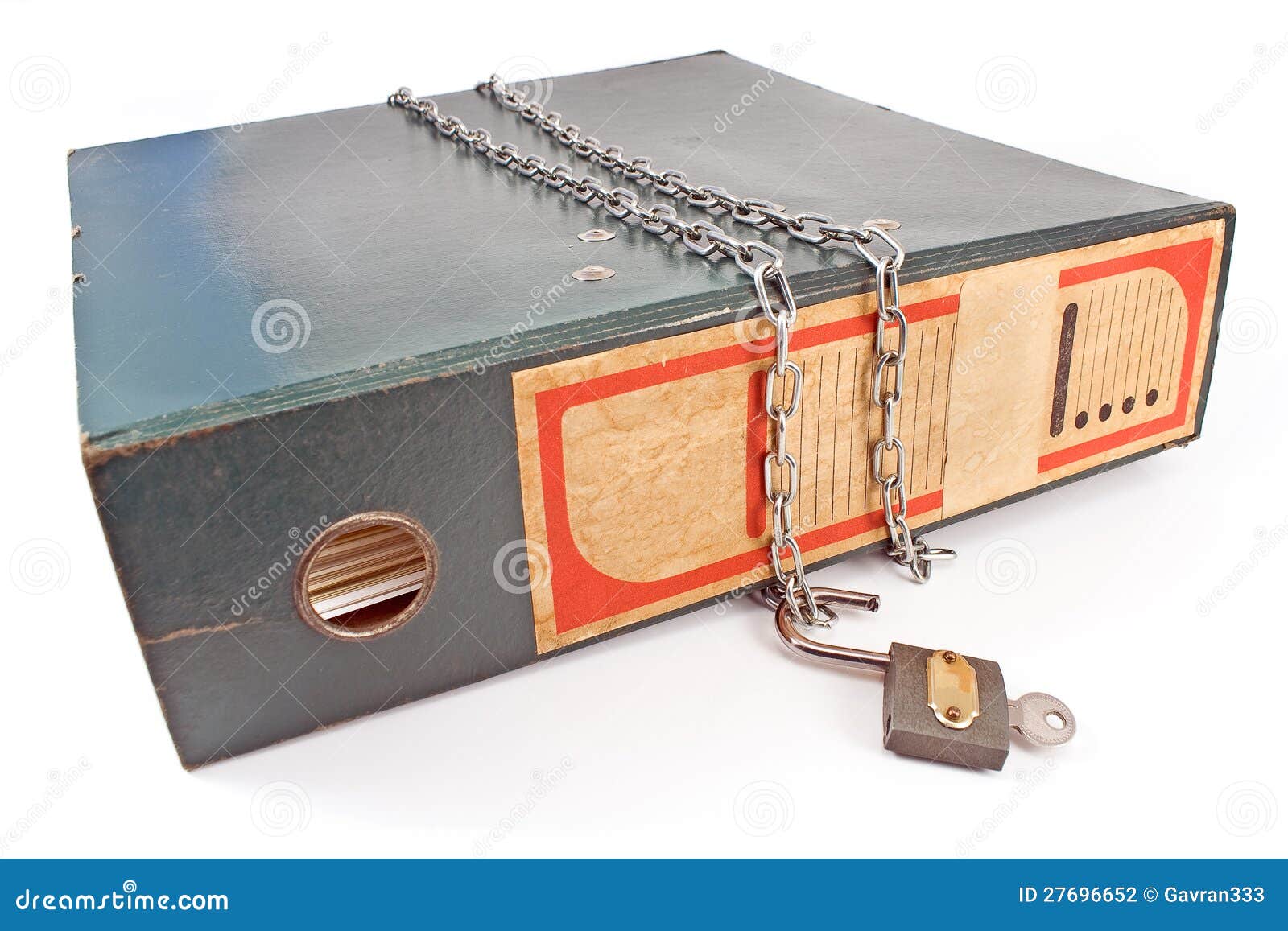 Old Office Folder with Unlocked Padlock and Chain Stock Photo - Image ...