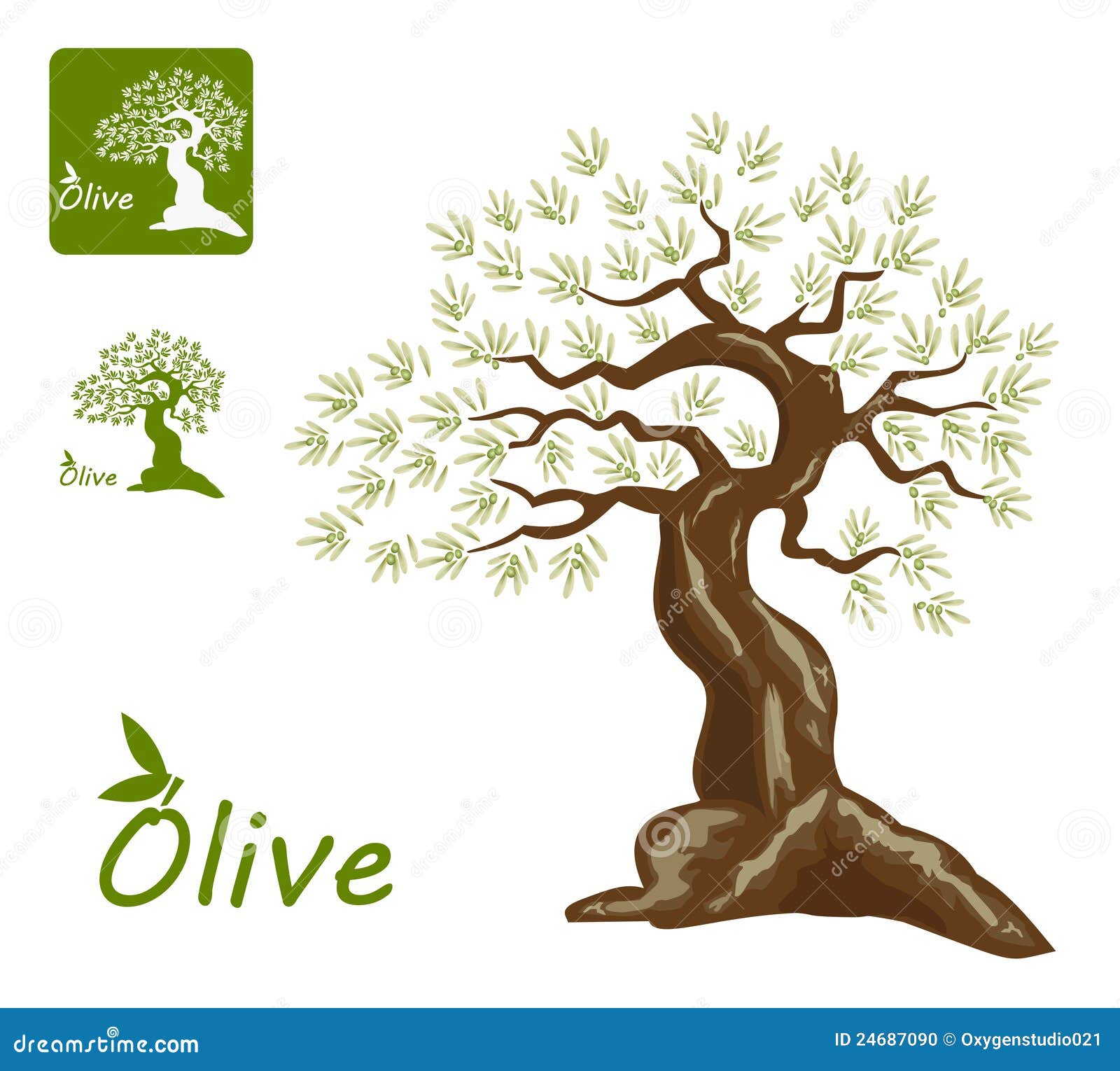 Old olive tree stock vector. Illustration of design, olive - 24687090