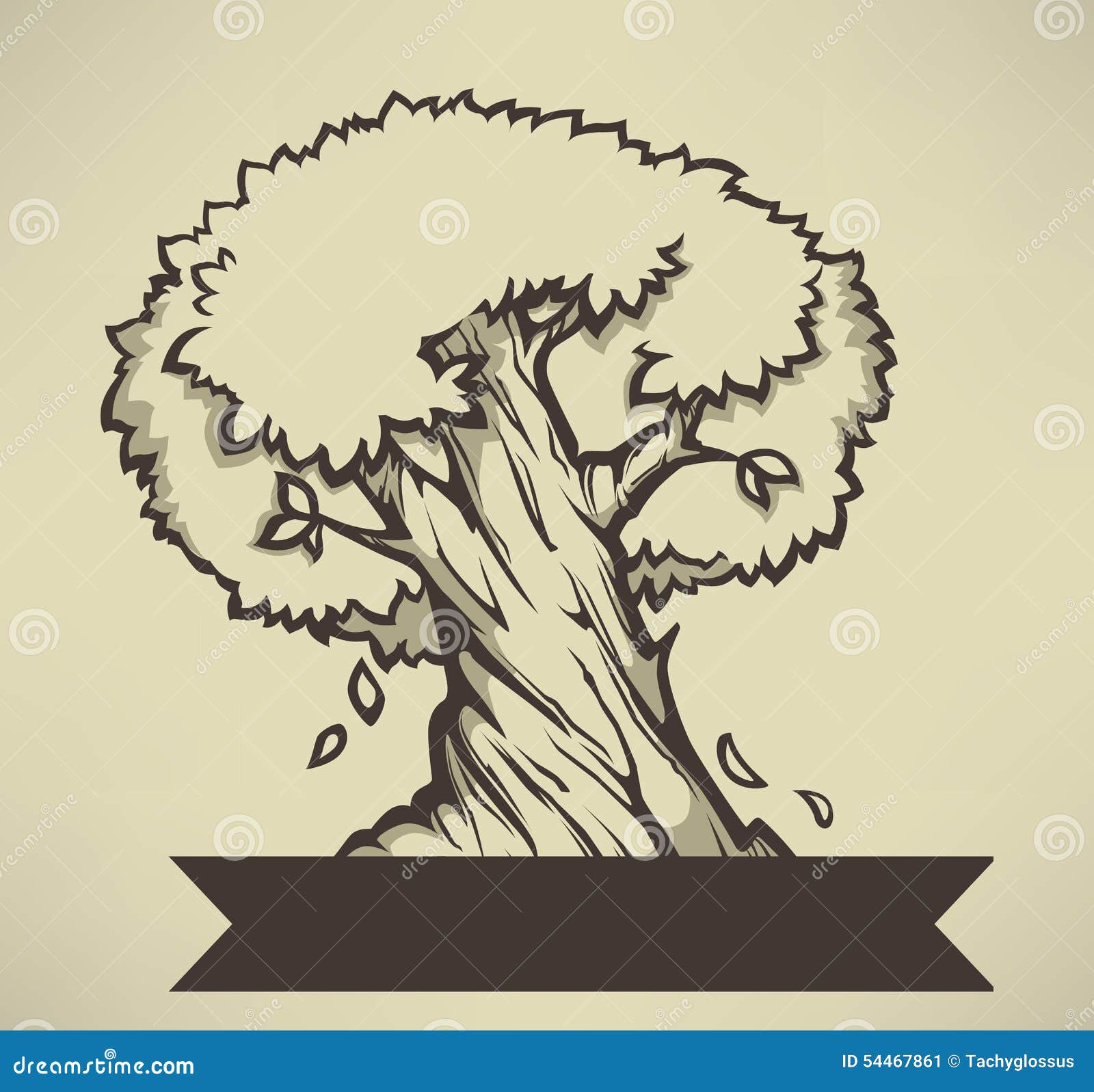 Old Olive Tree, Vector Illuctration Stock Vector - Illustration of tree ...
