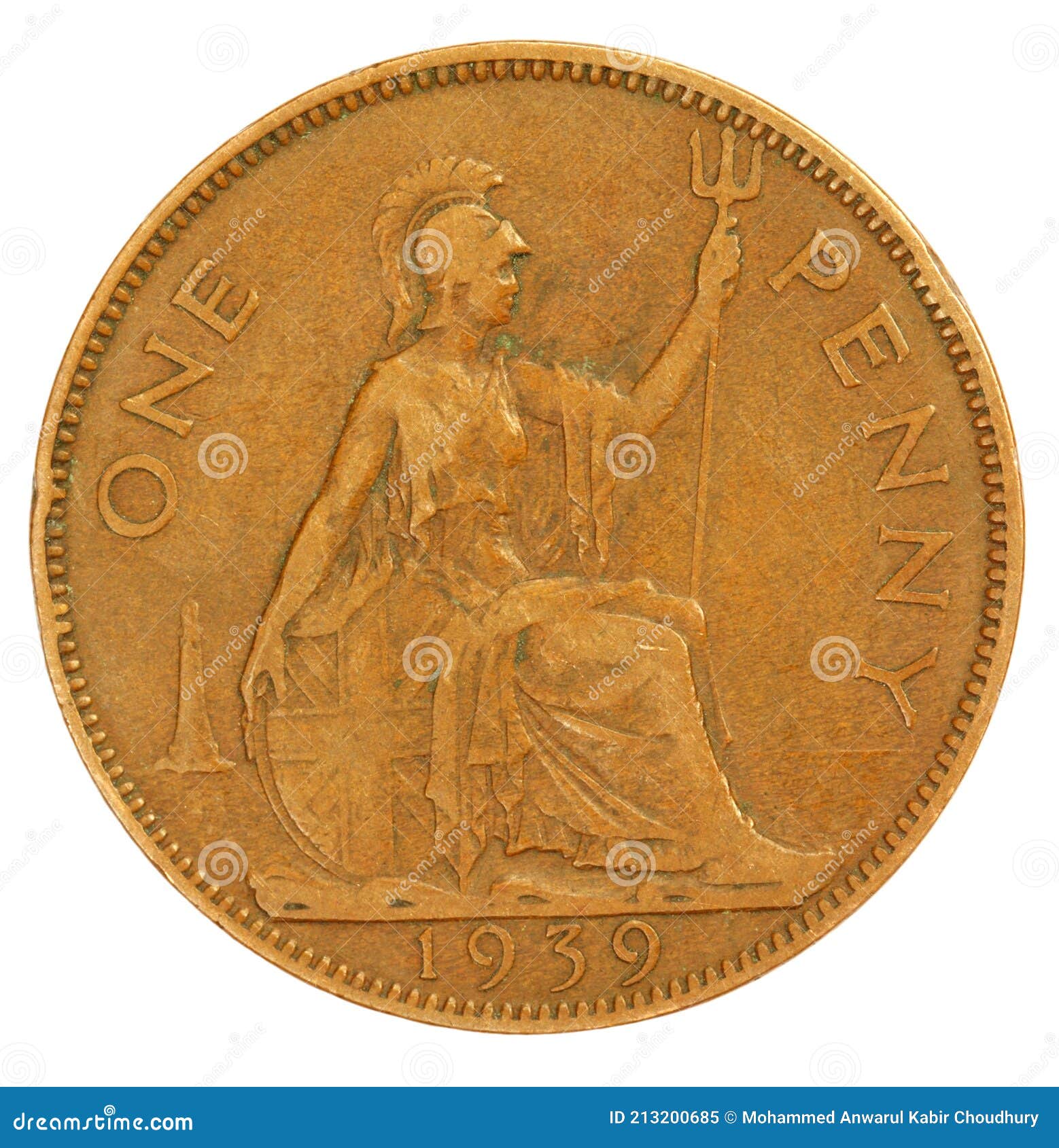 Old of One penny stock image. Image of ancient, iron - 213200685