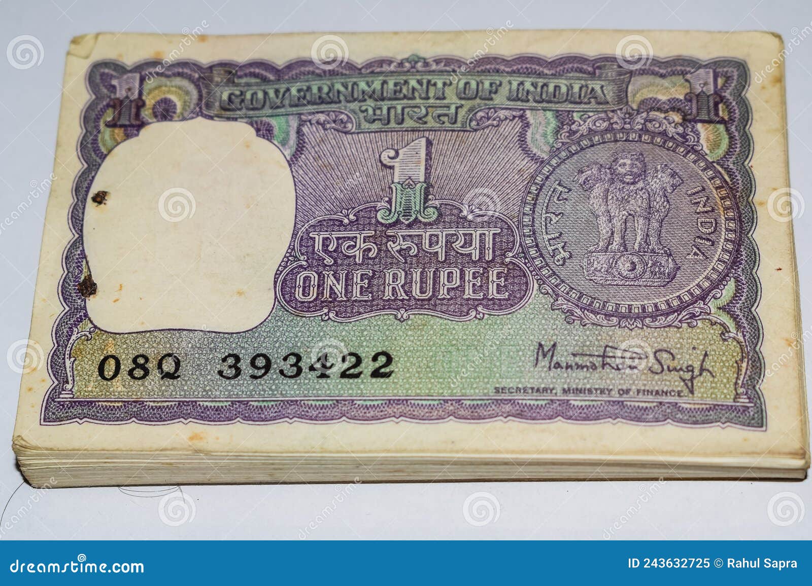 Old One Rupee Notes Combined on the Table, India Money on the Rotating ...
