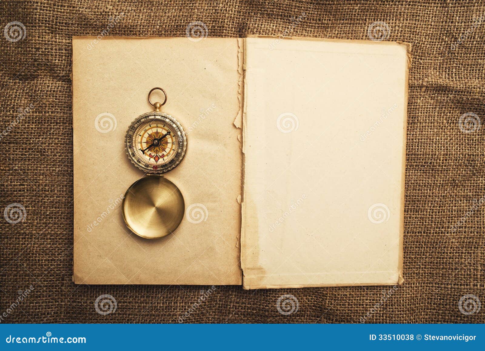 Old open book with compass stock photo. Image of education - 33510038