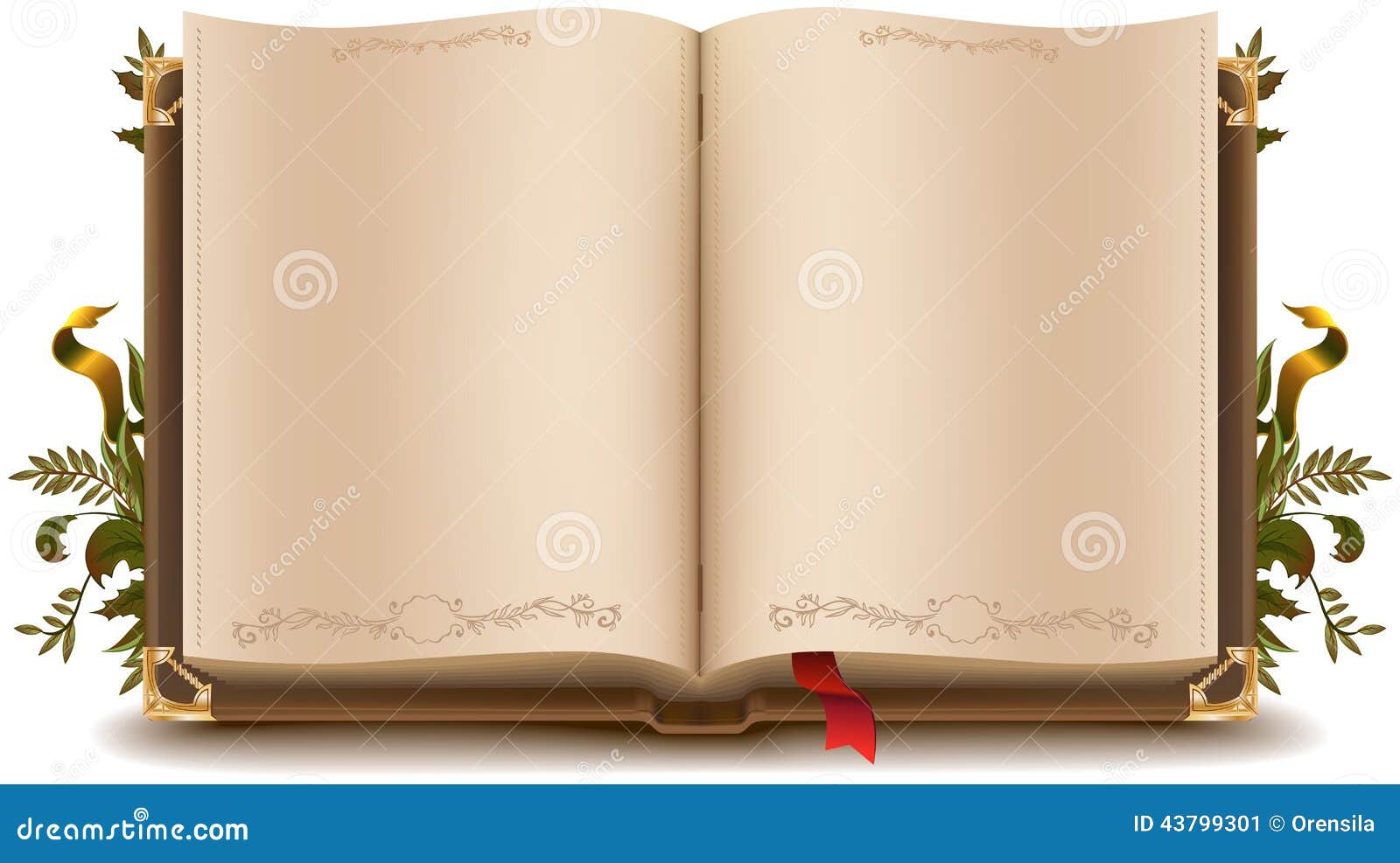 Old open book stock vector. Illustration of bookmark - 43799301