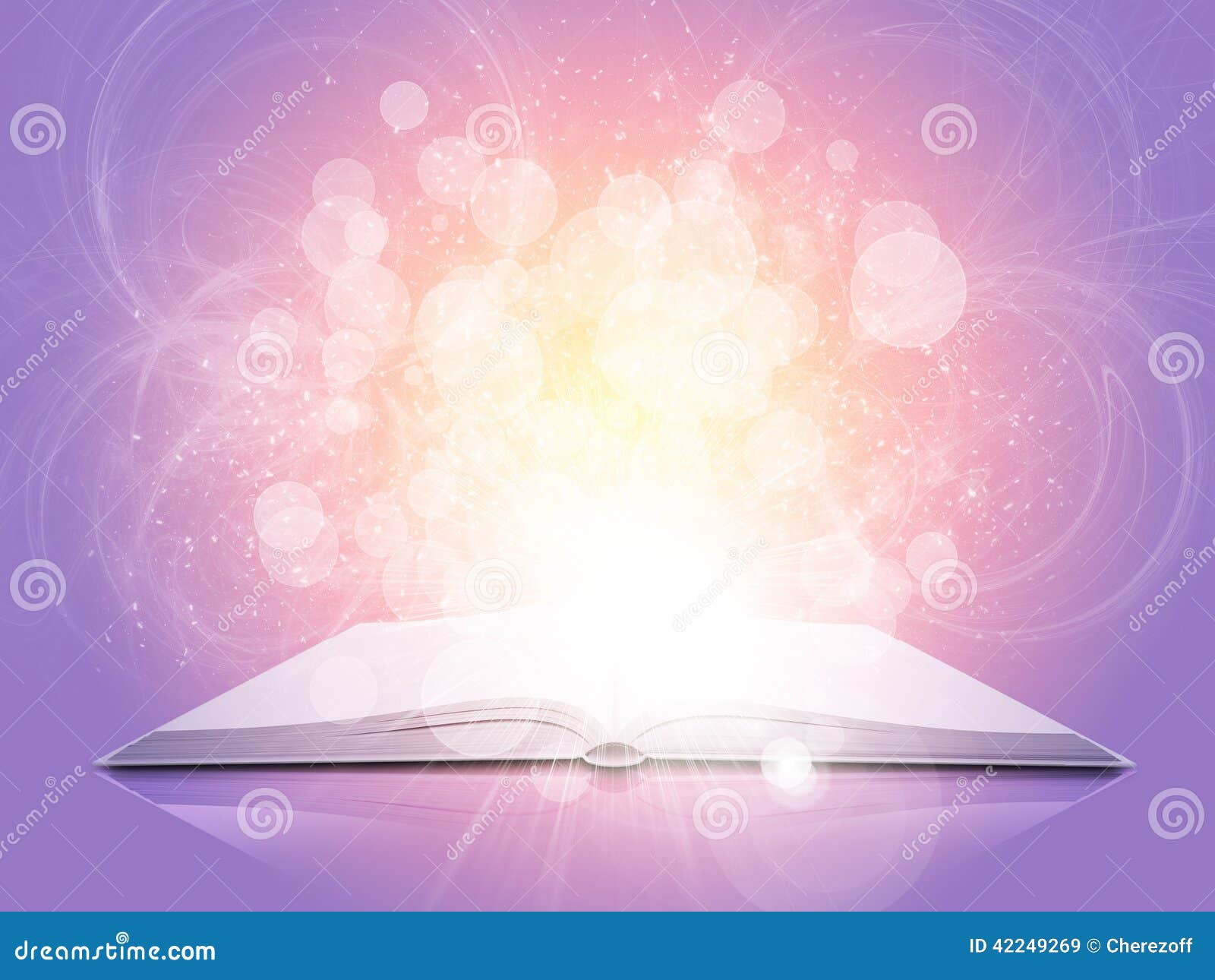 Old Open Book with Magic Light and Falling Stars Stock Illustration ...