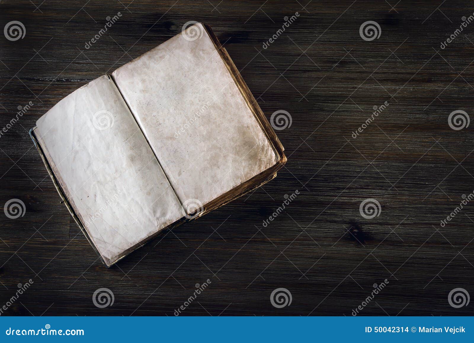Old Open Book without Text on a Wooden Table Stock Photo - Image of ...
