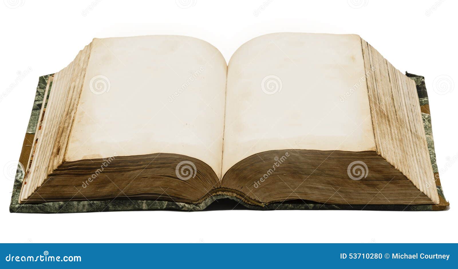 Old Open Book on a White Background with No Text Stock Photo - Image of ...