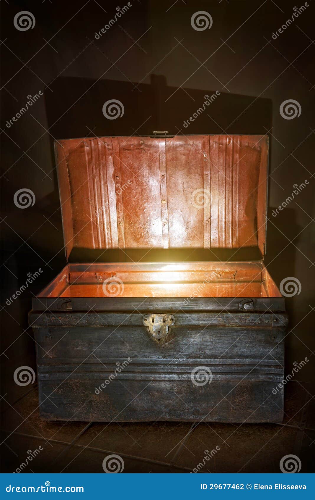 Old Open Chest Glowing Inside Stock Photo - Image of wooden, container ...