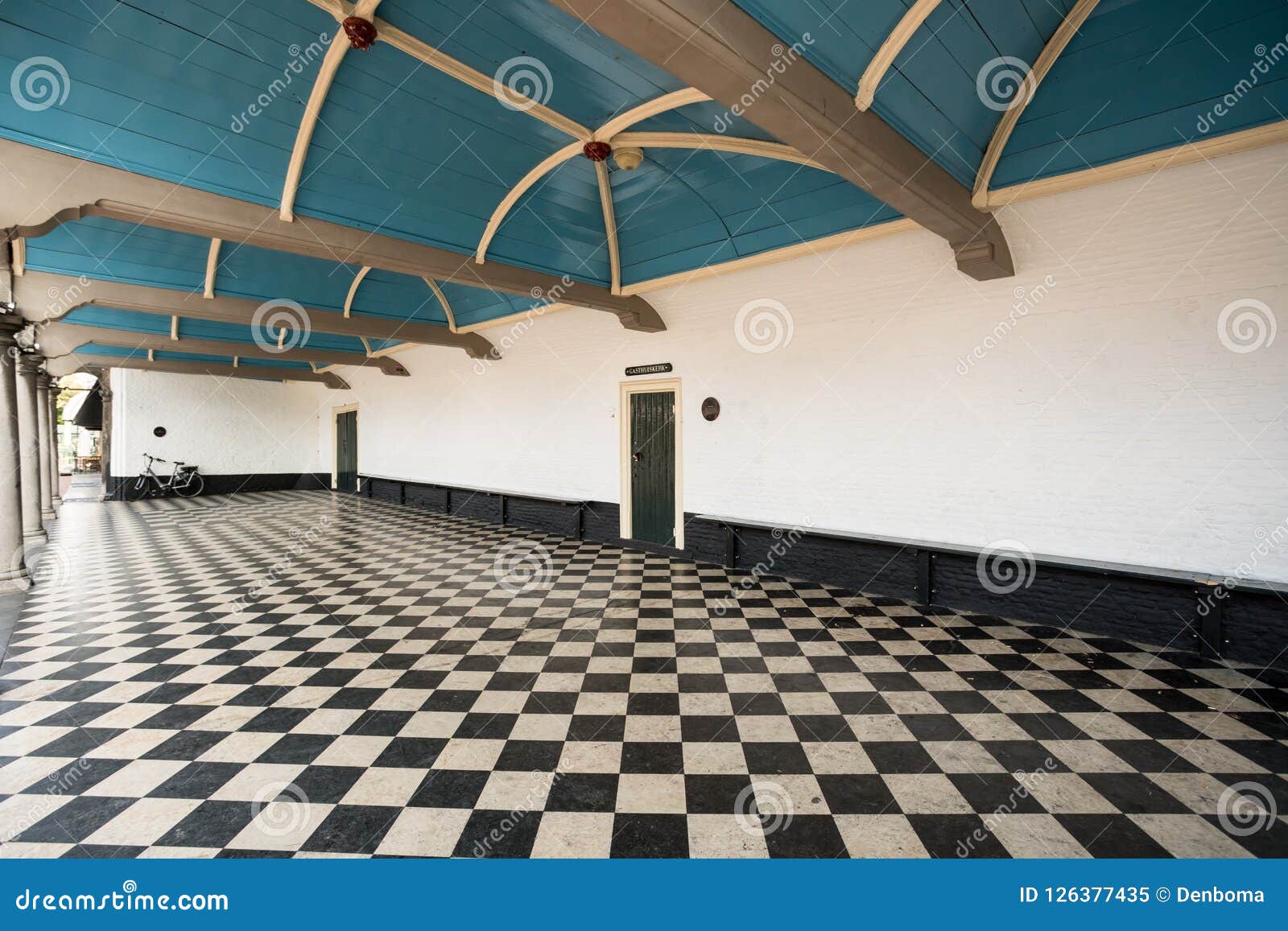 Old open corridor stock image. Image of empty, architecture - 126377435