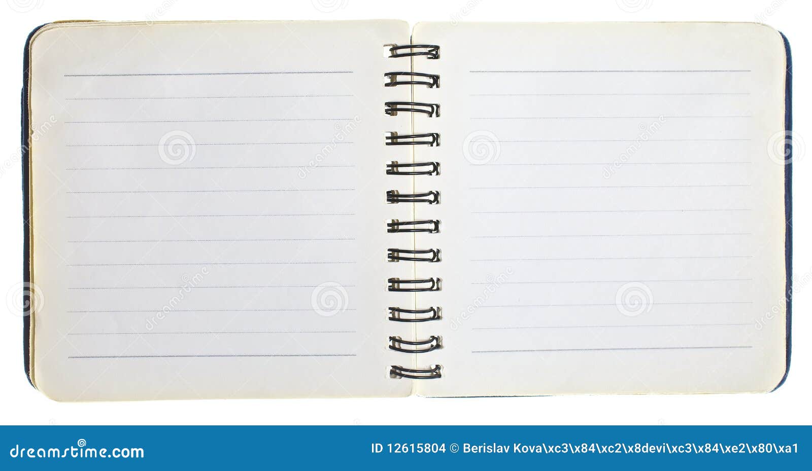 Open Notebook On Blue Office Desk, Side View, Close Up Royalty-Free ...
