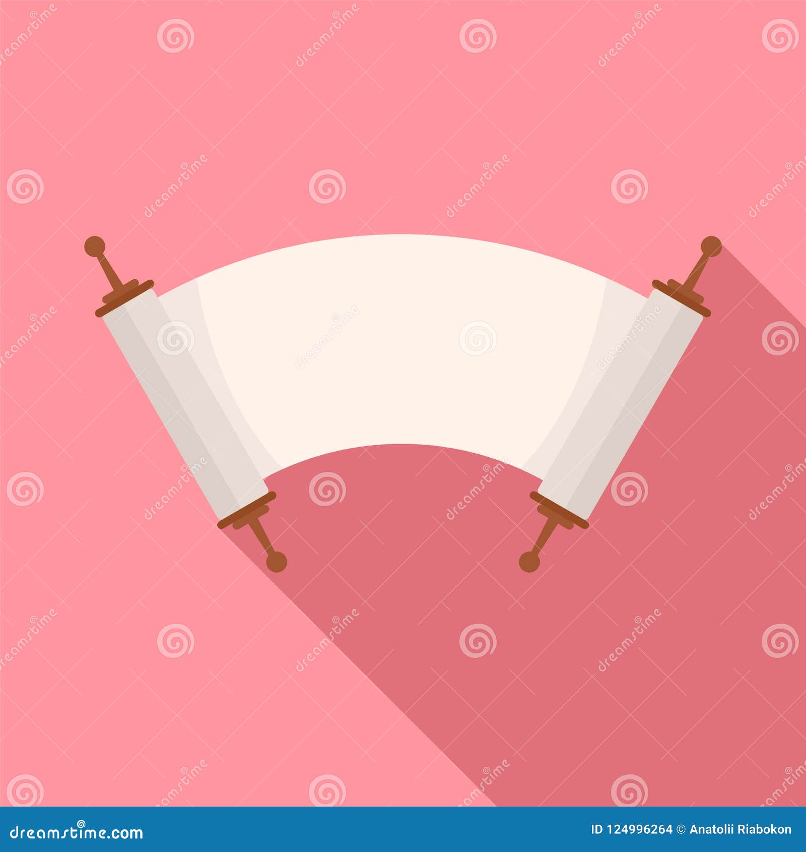 Old Open Rolled Papyrus Icon, Flat Style Stock Illustration ...
