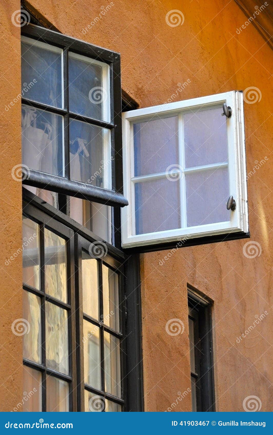 Old Open Window on Stucco Wall Stock Image - Image of window, rustic ...
