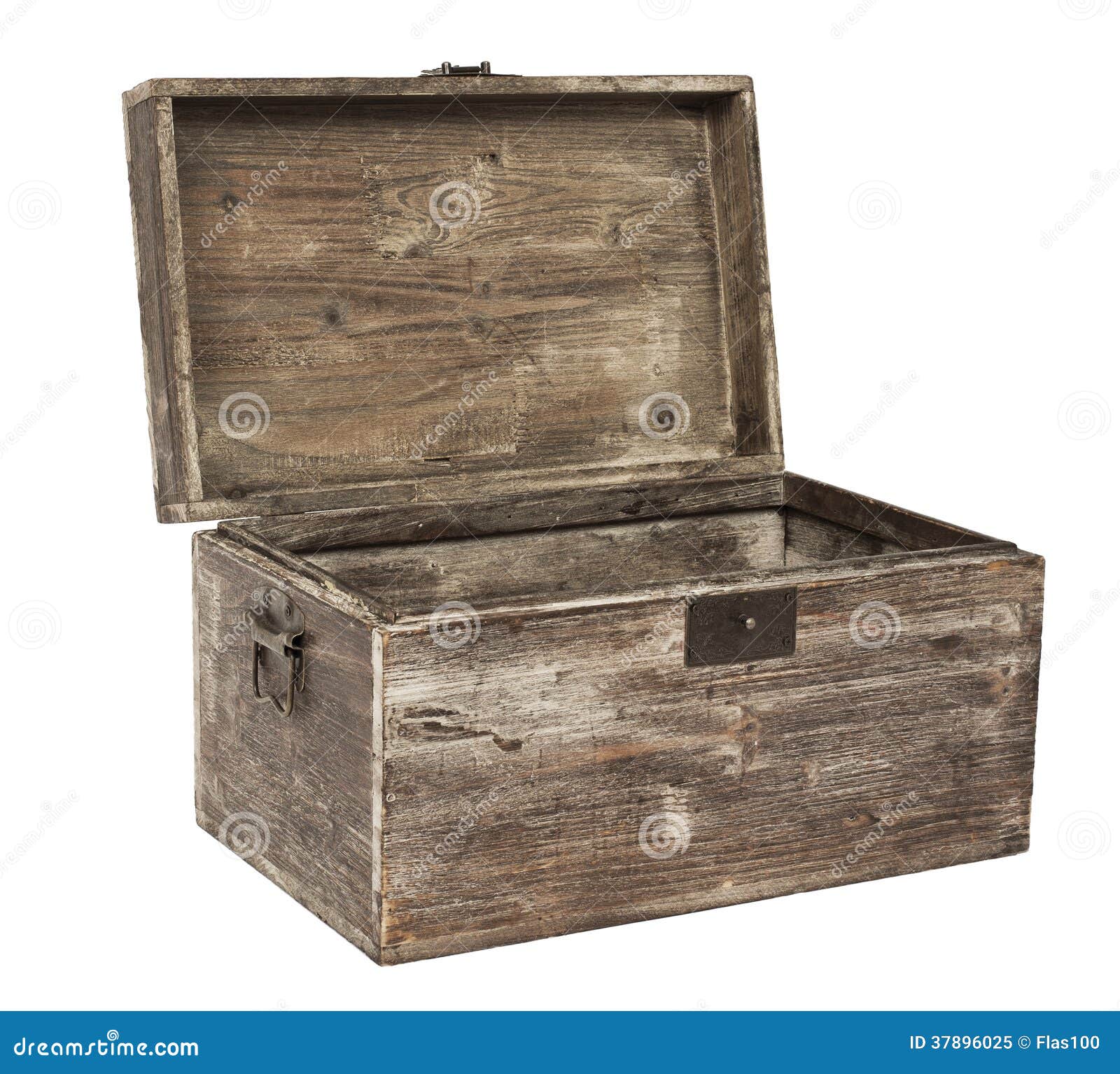 Wooden Chest With Side View Isolated On White Background Stock Image ...