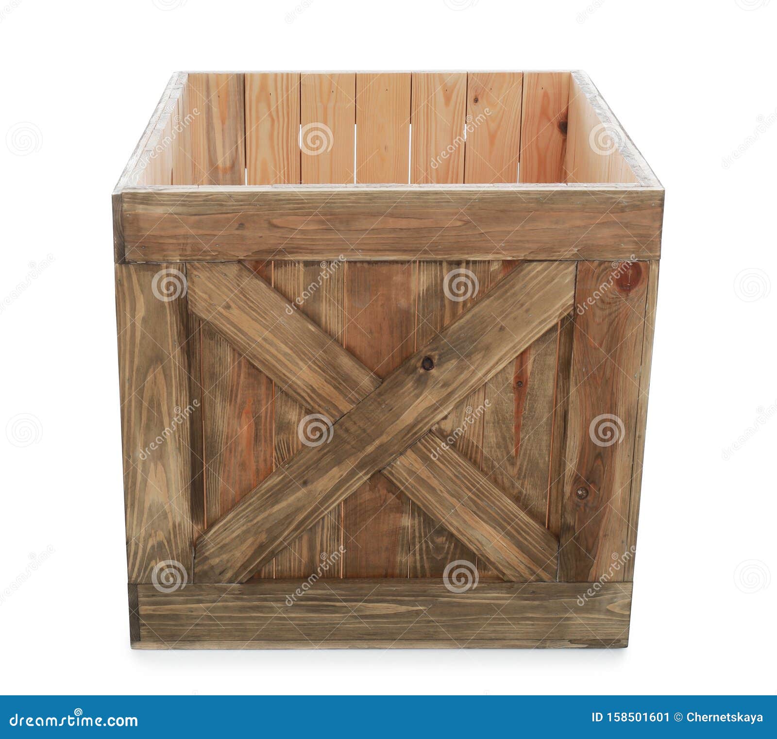 Old Open Wooden Crate on White Stock Image - Image of shipment, object ...