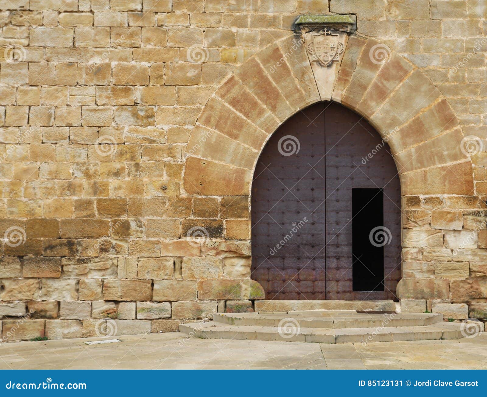 Old Opened Door with a Big Stone Arch Stock Image - Image of building ...