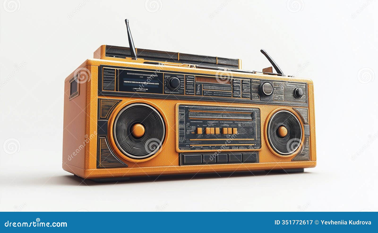 Old Orange Boombox Isolated on White Background. Generative AI Stock ...