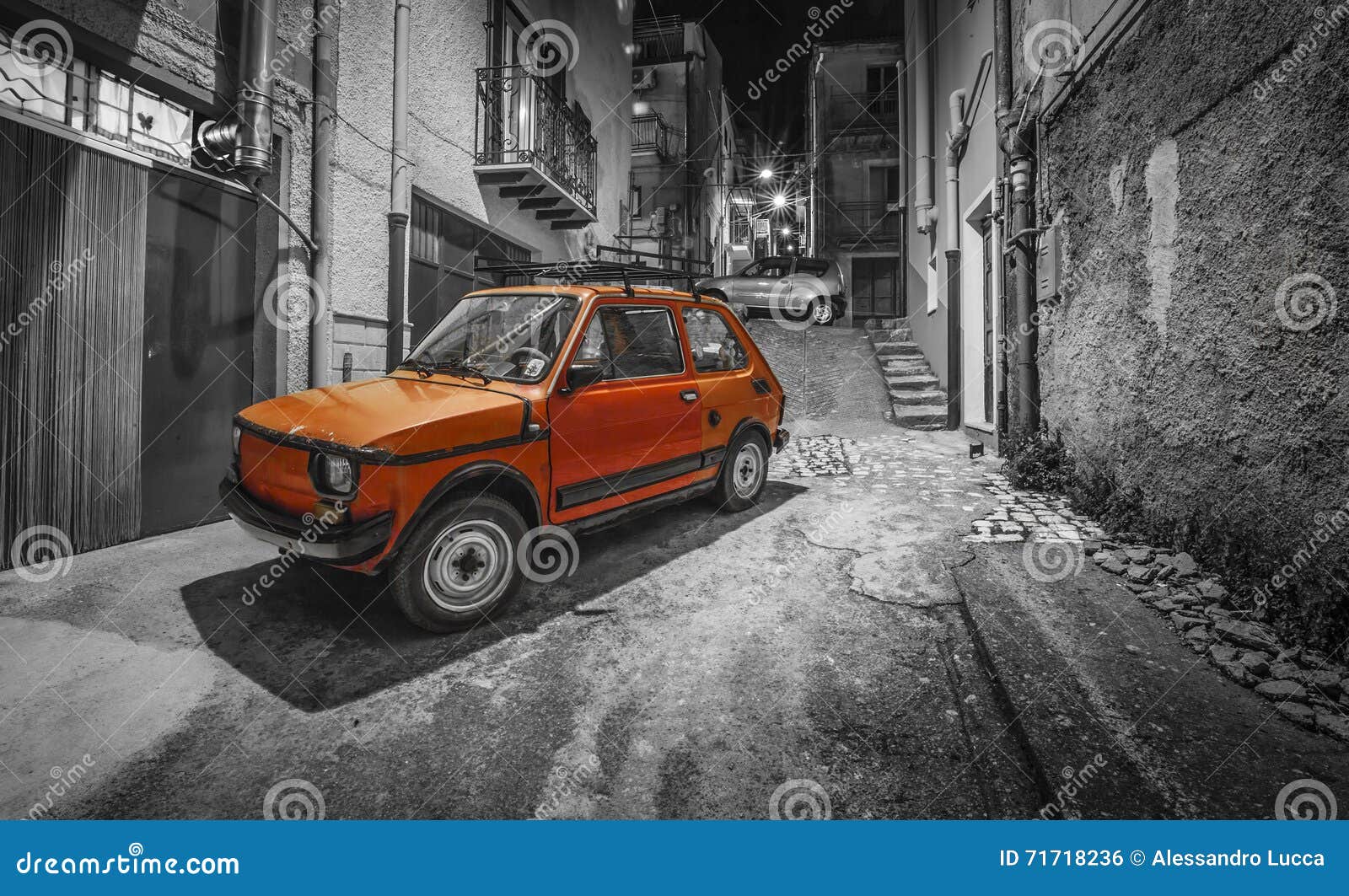 Old orange car stock photo. Image of italian, village - 71718236