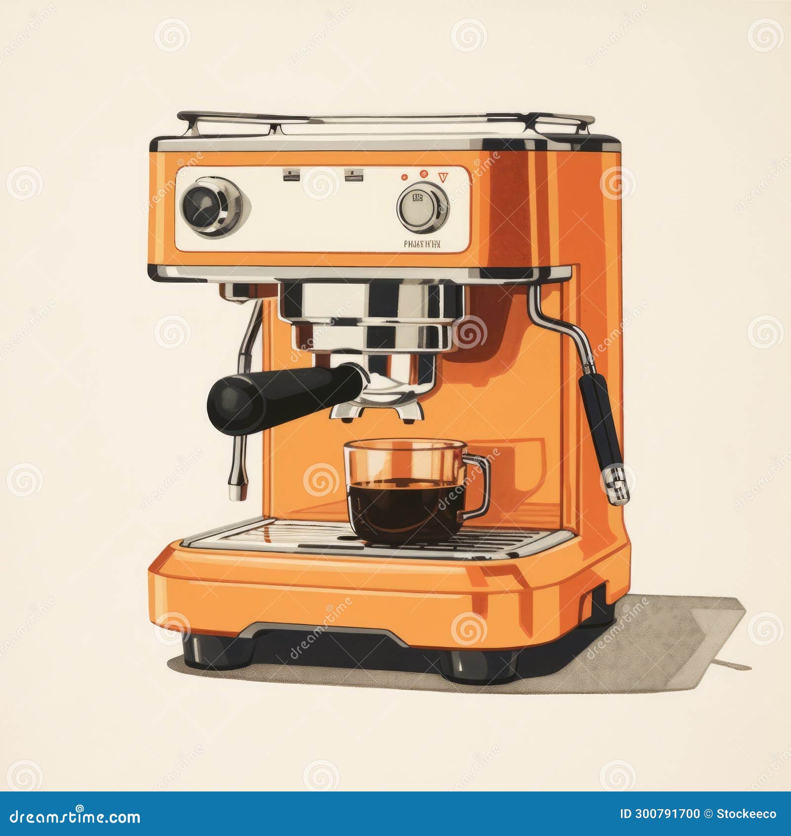 Vibrant Orange Espresso Machine: a Captivating Illustration in New ...