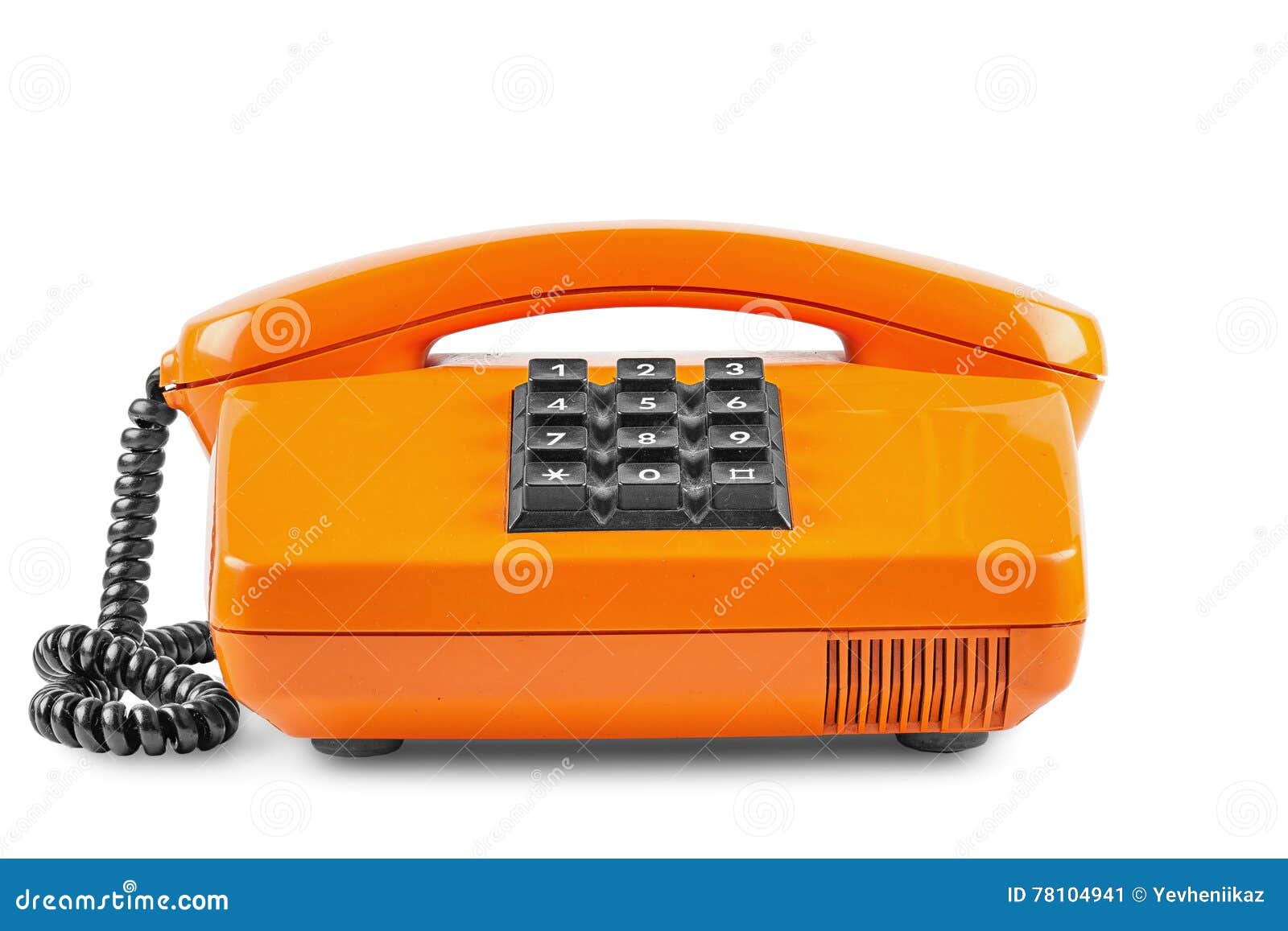 Old Orange Phone with Shadow on White Background Stock Image - Image of ...