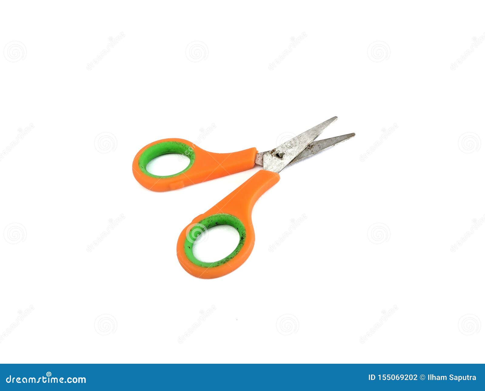 Old Orange Scissors Isolated on White Stock Photo - Image of cutter ...