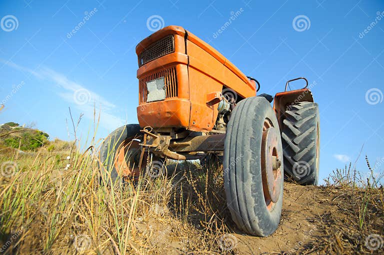 Old orange tractor stock photo. Image of driving, plough - 10733436