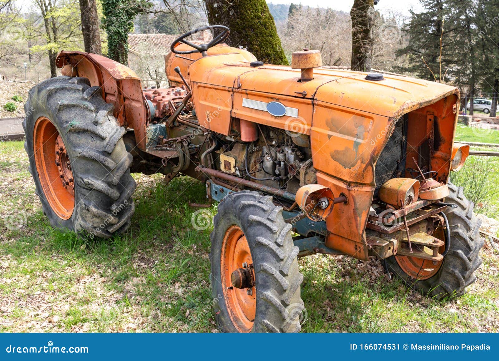 Old Orange Tractor Abandoned in a Field Stock Image - Image of machine ...