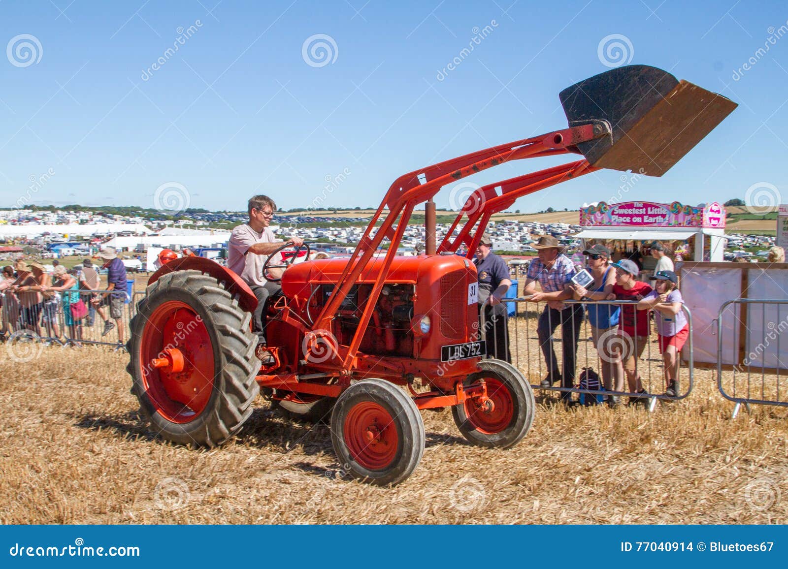 Old Orange Tractor at Show with Loading Bucket Editorial Stock Image ...
