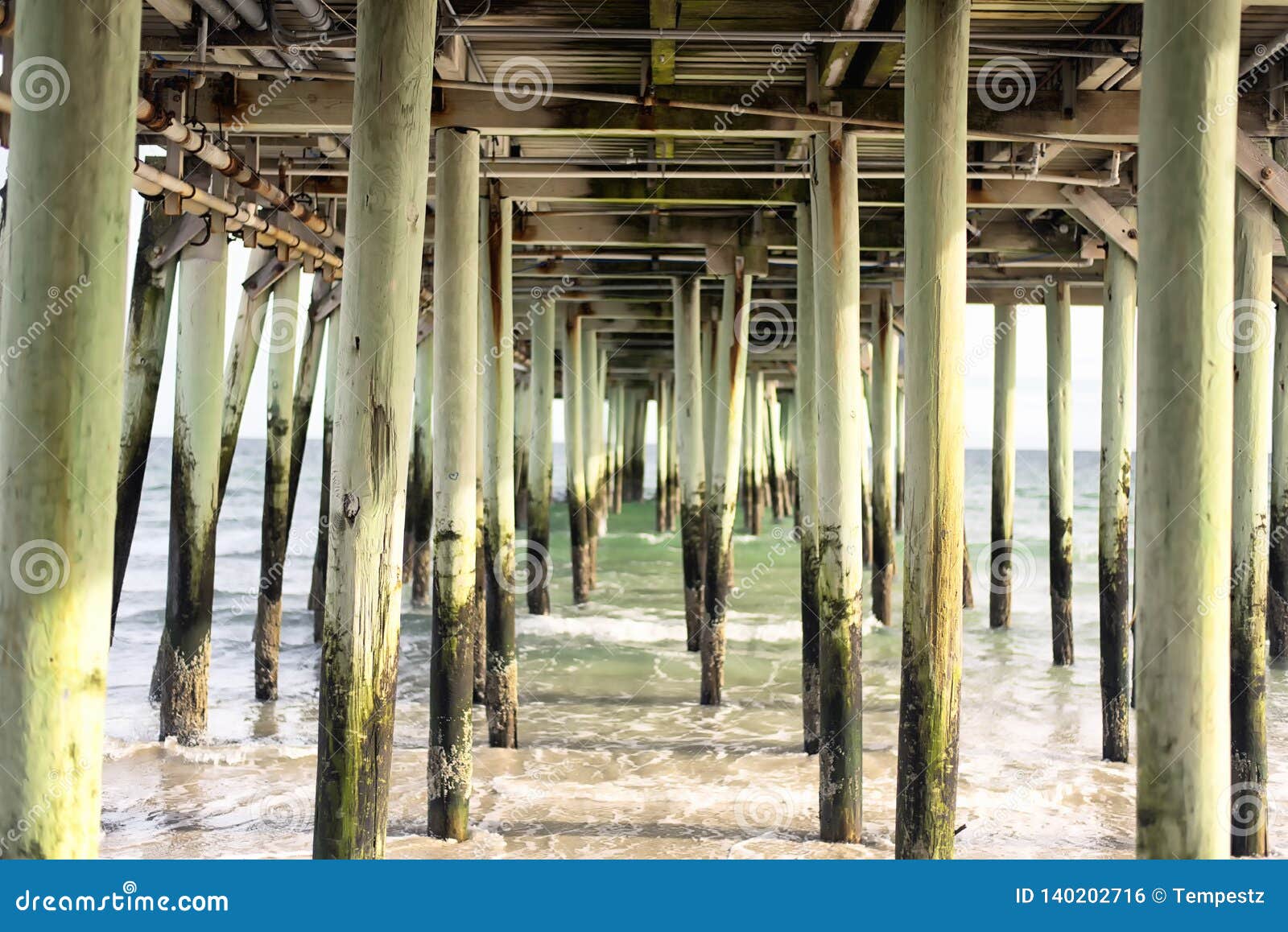Old Orchard Beach Pier Supports Stock Photo - Image of outside, travel ...