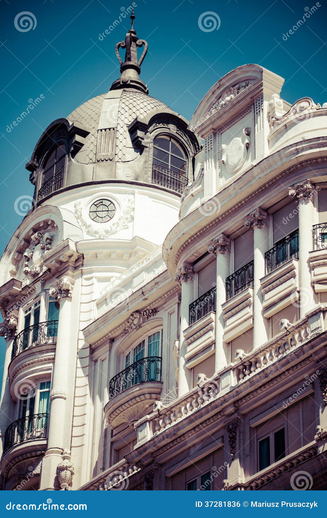 Old Ornamental Building at Gran Via in Madrid, Spain Stock Photo ...