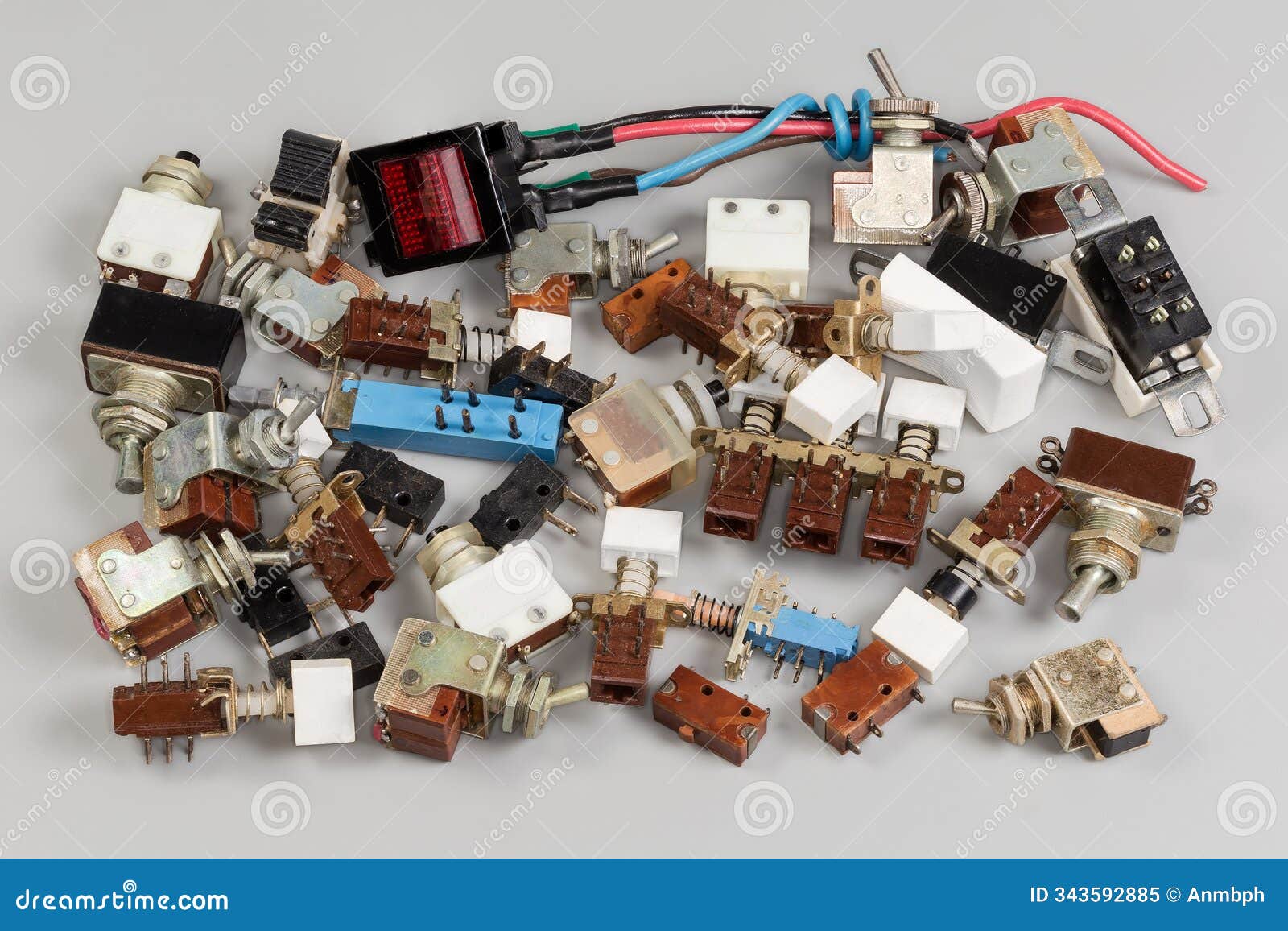 Different Old Outdated Electrical Single And Modular Push Button ...