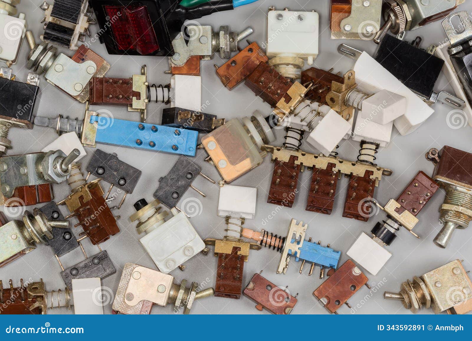 Different Old Outdated Electrical Single And Modular Push Button ...