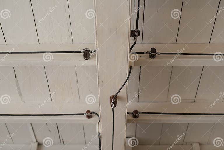 Old Outdated Electrical Wiring in the Ceiling of an Old House. Plan ...