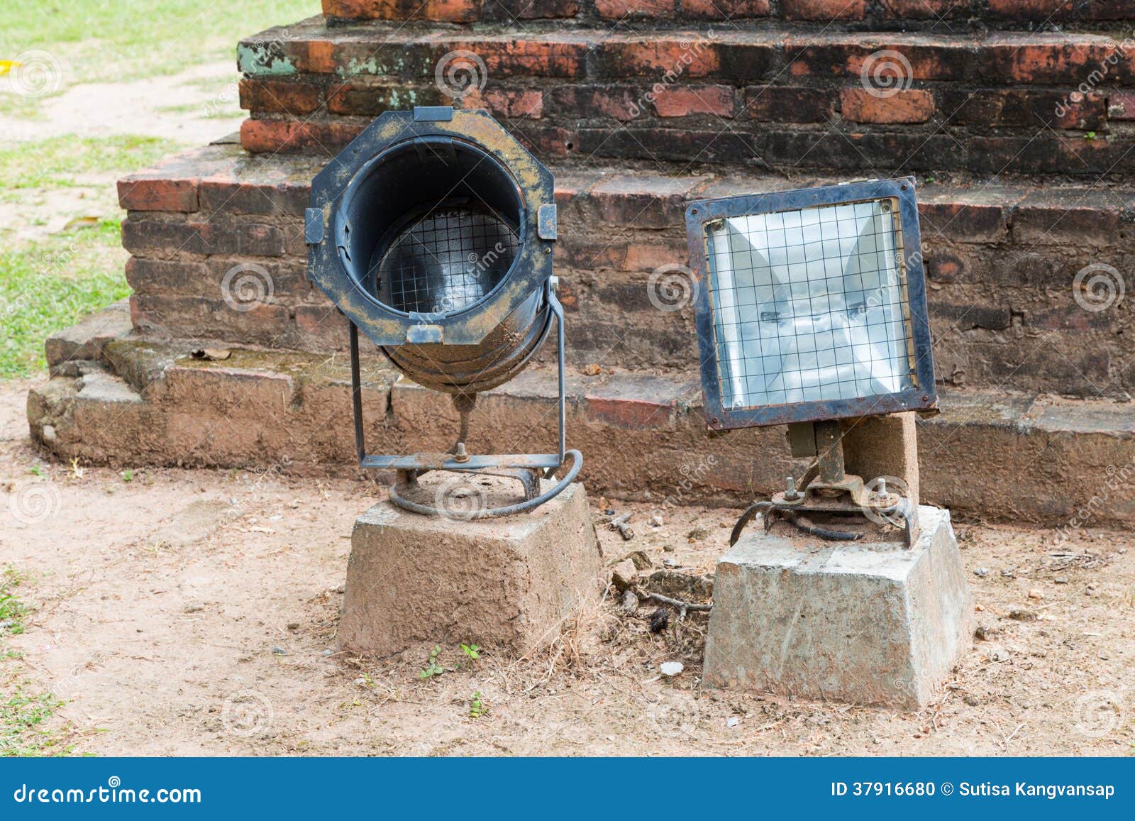 Old outdoor spotlight stock photo. Image of exterior - 37916680