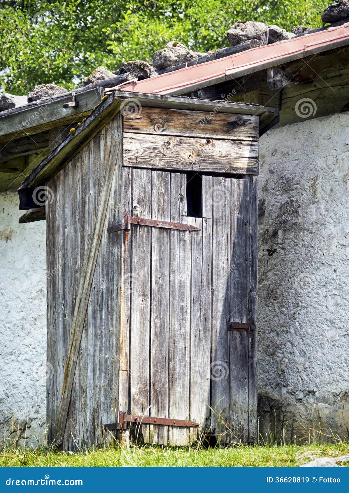 Old outhouse stock image. Image of sunlight, door, front - 36620819
