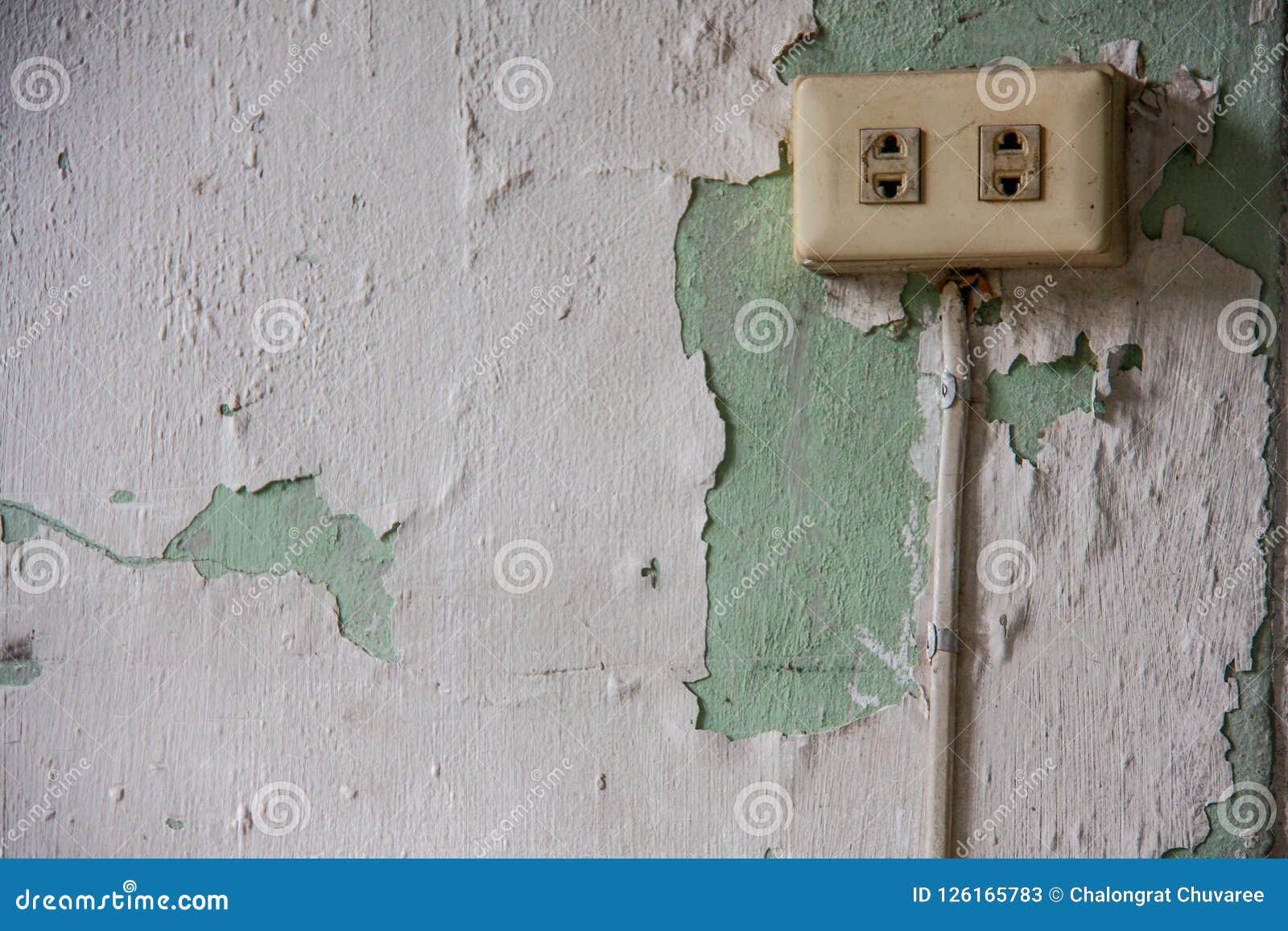 Old Outlet on a Peeling Wall Stock Image - Image of abstract, aged ...